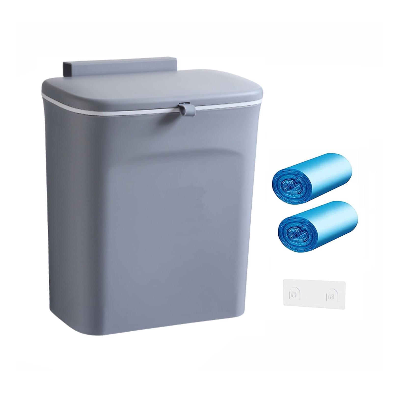 2.4 Gallon Hanging Trash Can with Lid Cleaning Scraper Counter Top ...