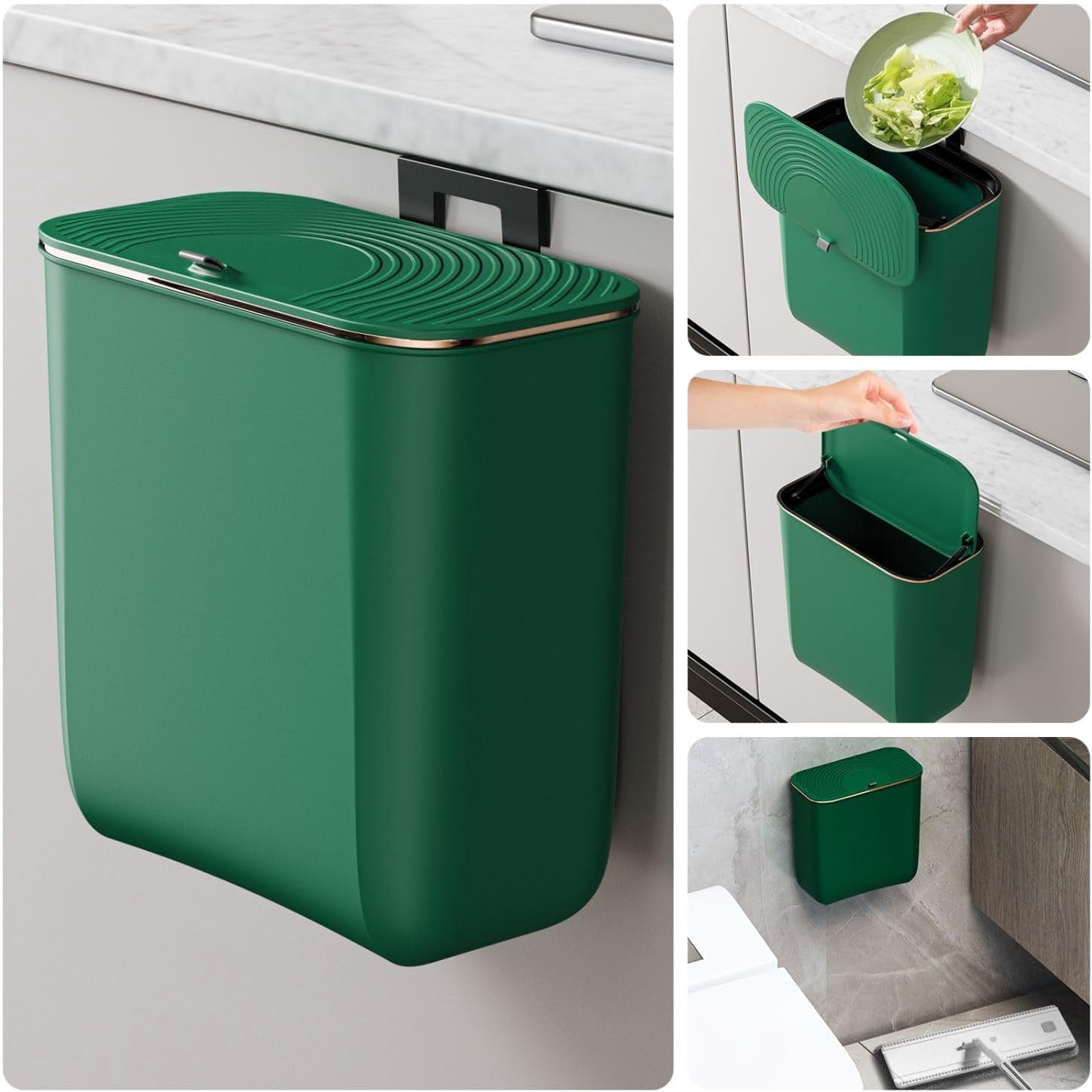 2.4 Gallon Trash Can - Small Under Sink Trash Can with Lid, Wall ...