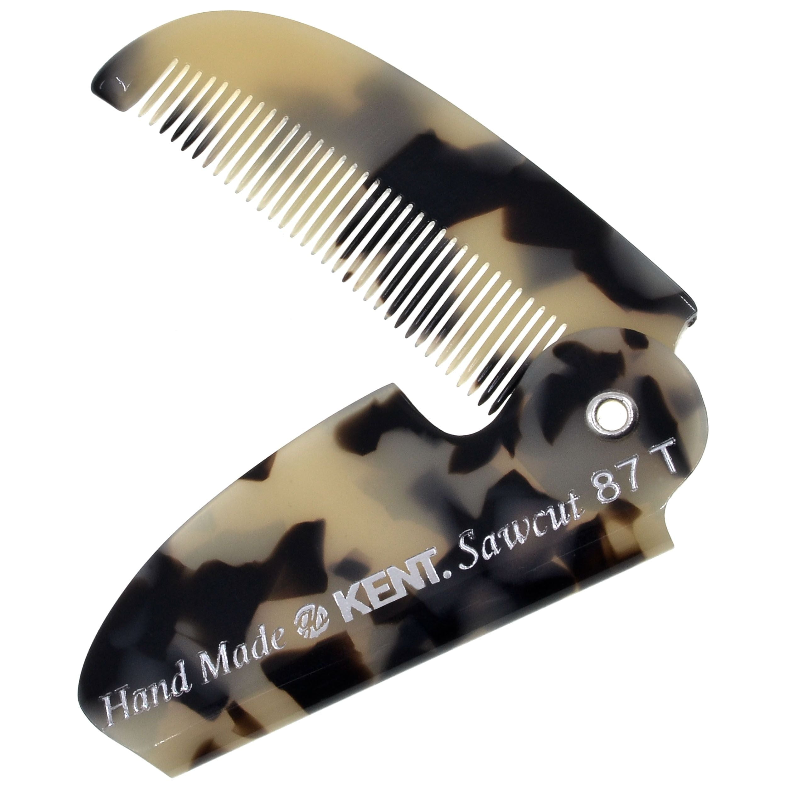 Kent 87T Handmade Folding Pocket Comb for Men, Fine Tooth Hair Comb Straightener for Everyday ...