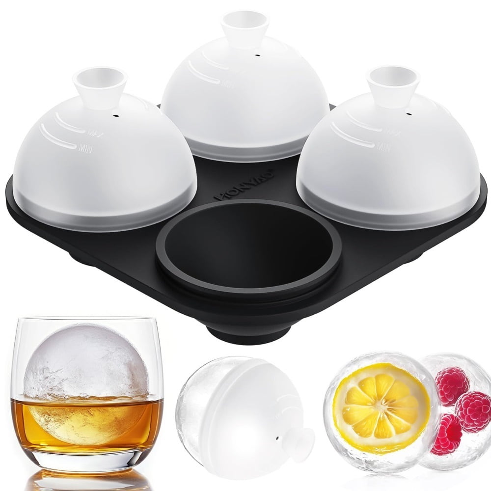 2.4 Inch Spherical Ice Ball Molds for Cocktails Bourbon Rum 4 Iceballs ...