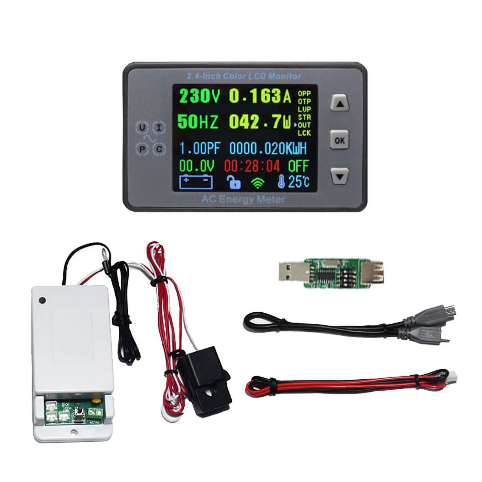 2.4 Inch Wireless Voltage Meter Kit AC100A Voltmeter Solar Car Battery ...
