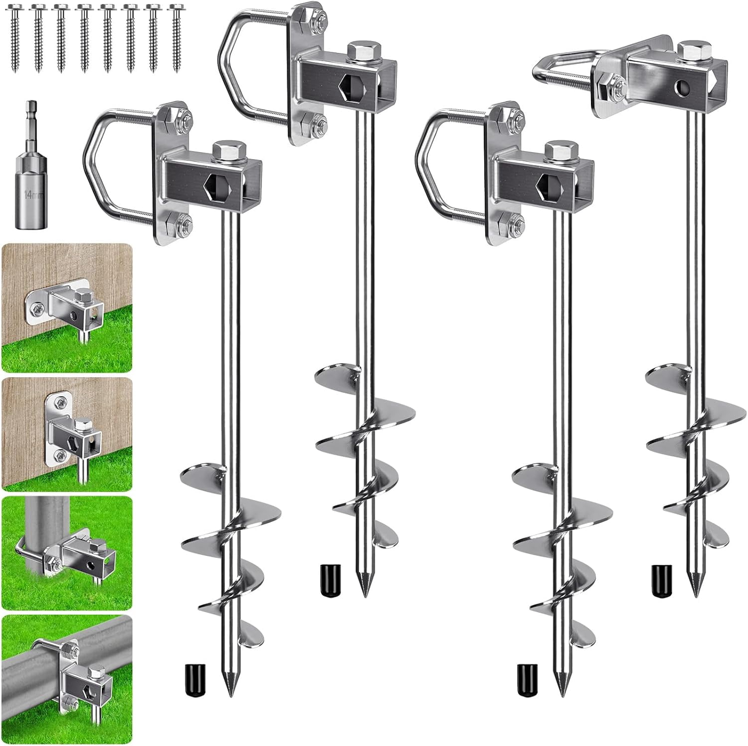 2/4 Pack 18" 30" Ground Anchors Screw in Mobile Home Anchors Kits 2.8 ...