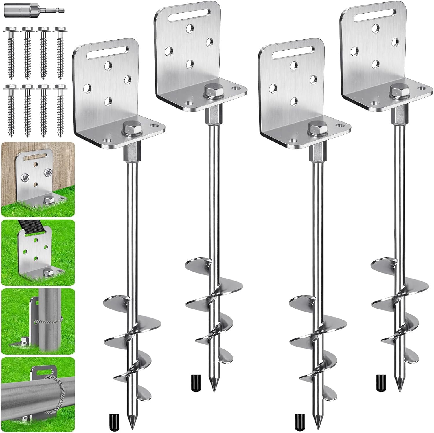2/4 Pack 18" 30" Ground Anchors Screw in Mobile Home Anchors Kits 2.8 ...