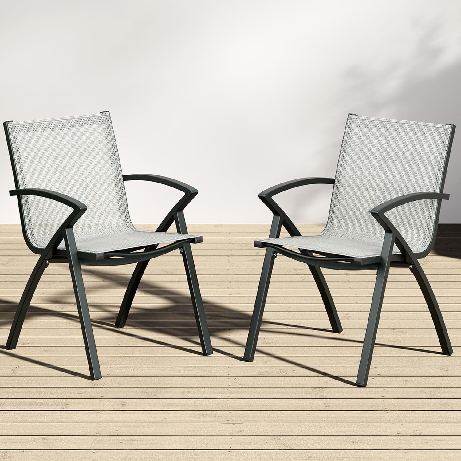 2/4 Pack Aluminum Outdoor Dining Chairs with Quick-Dry Textilene Mesh ...