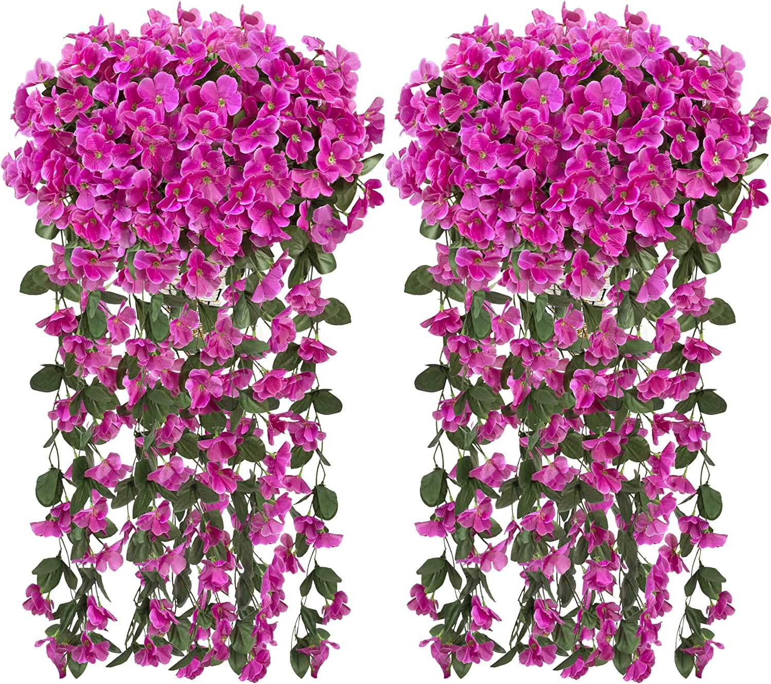 2/4 Pack Artificial Hanging Flowers Fake Hanging Plants Violet Flowers ...