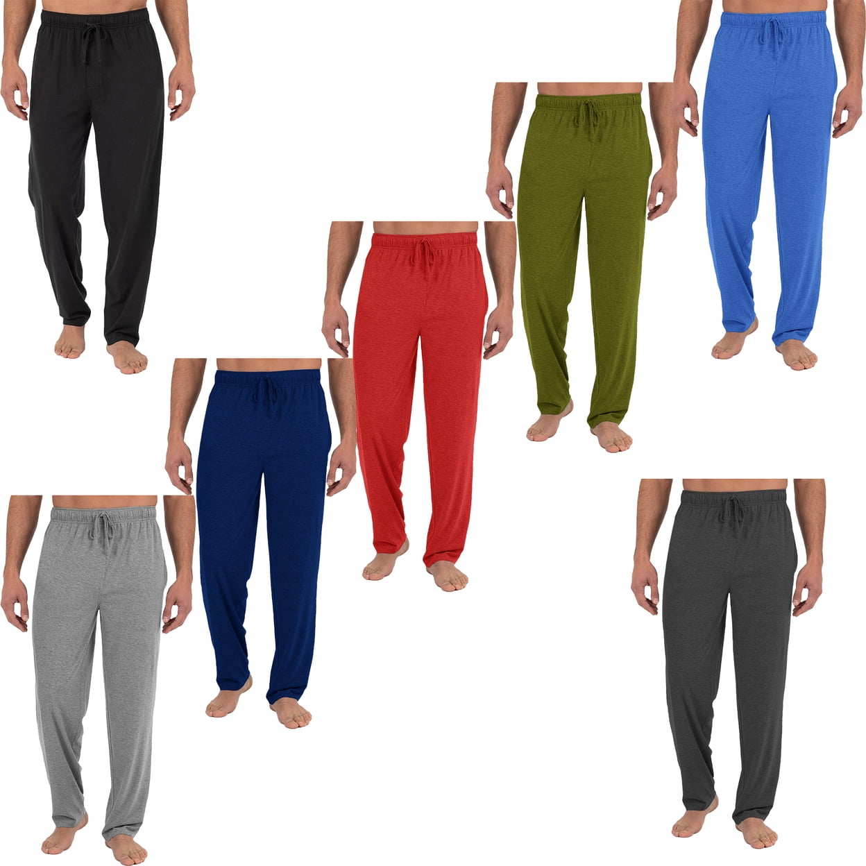 2/4-Pack Men's Comfortable Solid Jersey Knit Pants with Adjustable ...