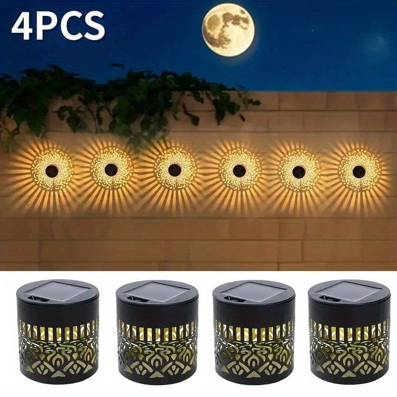 2/4 Pack Solar Fence Lights Metal Lantern, Solar Powered Outdoor Deck ...