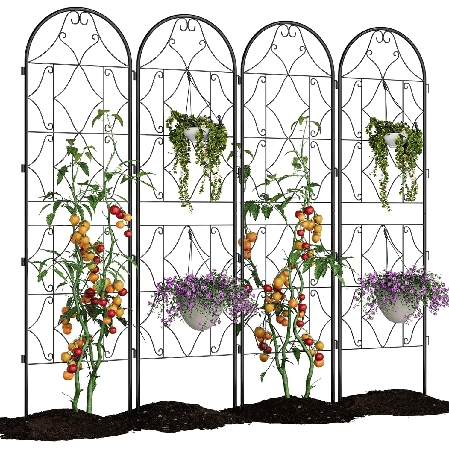 2/4 Panels ArchedDecorative Garden Fence 87"H x 20 "W No Dig Dog Fence Outdoor with Gate for ...