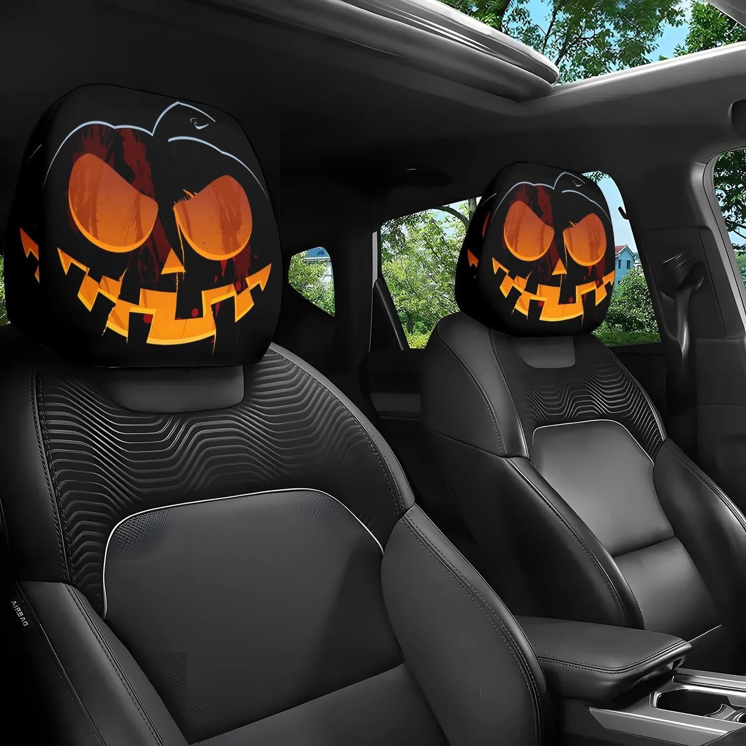 2/4 Pcs Funny Cartoon Car Headrest Covers, Big Eyes and Grinning ...