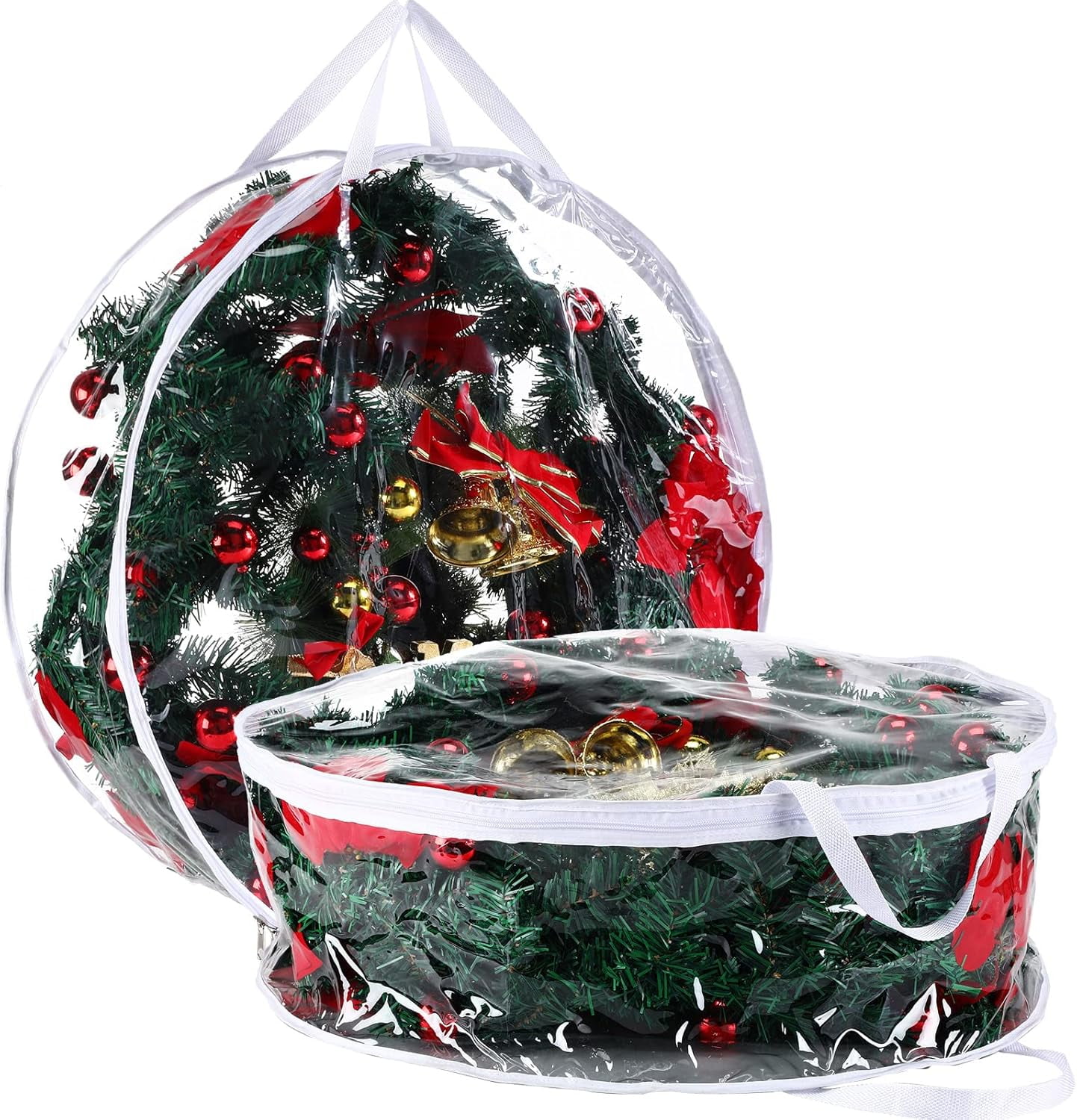 2/4 Pieces Clear Christmas Wreath Storage Container 24 Inches Xmas ...