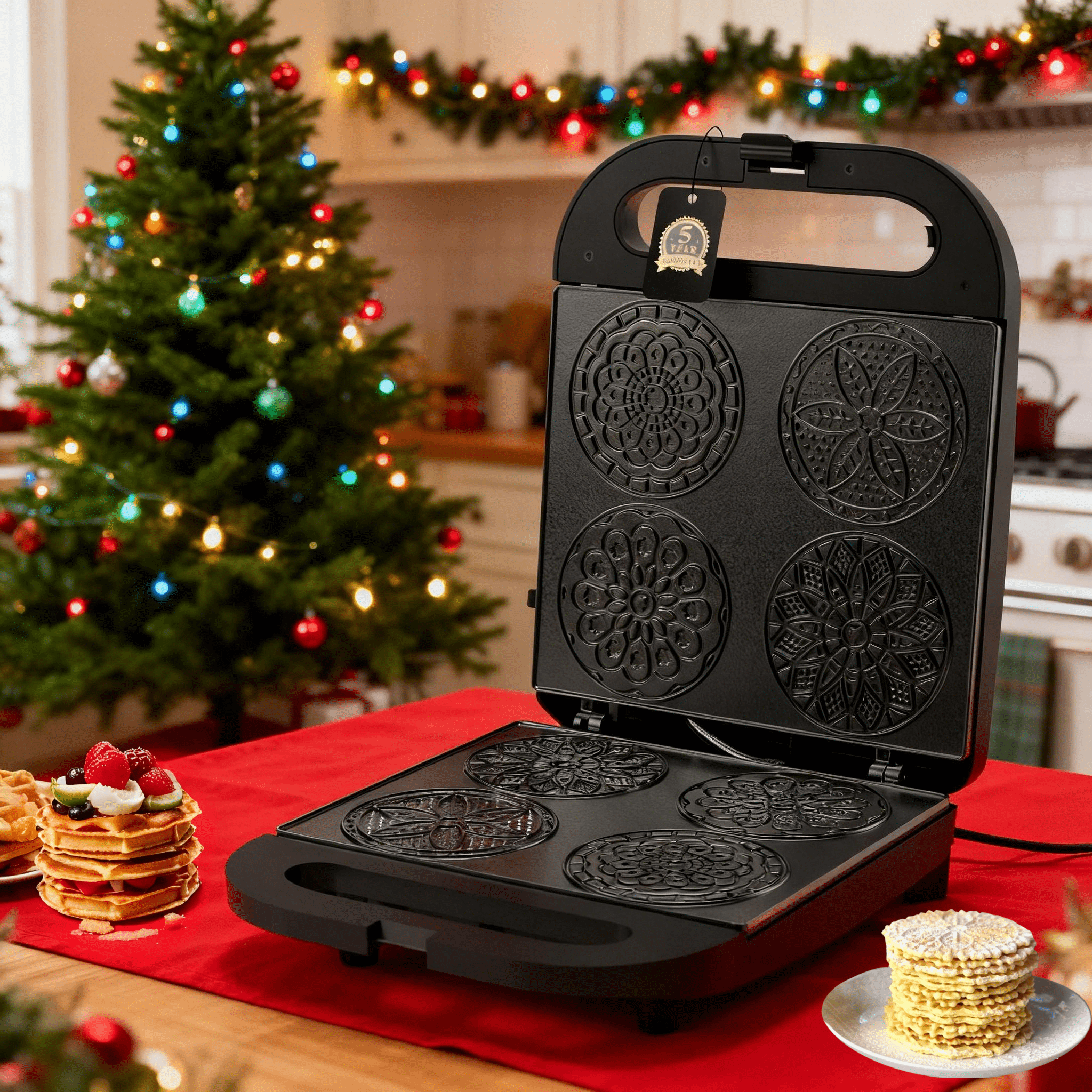 2 * 4" Pizzelle Maker Machine, Mini Non-stick Electric Pizzelle Cookie ...