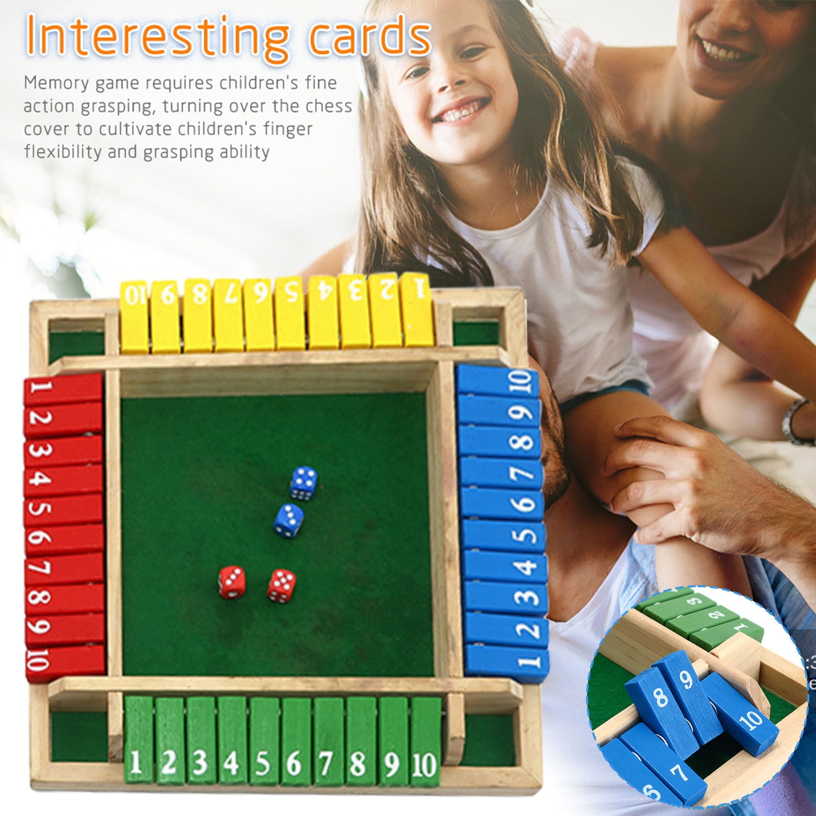 2-4 Players Shut The Box Dice Game, 10 Numbers Traditional Wooden Pub ...