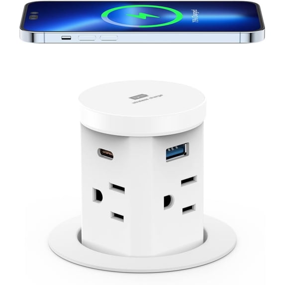 2.4" Pop Up Outlet with 30W USB-C, Recessed Power Strip with 4 AC ...