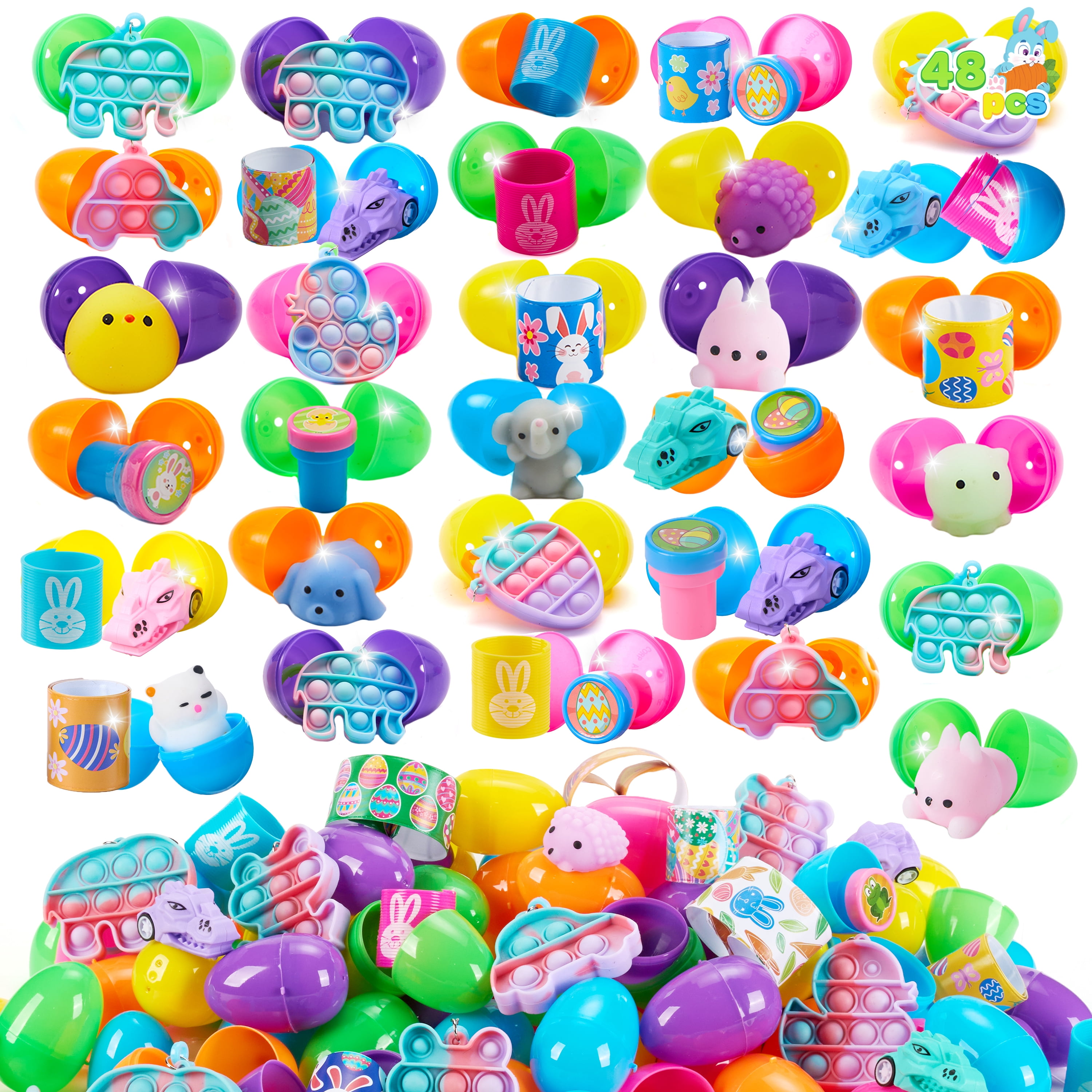 Joyfy 48 Packs Prefilled Easter Egg,Easter Egg with Mochi and pop ...
