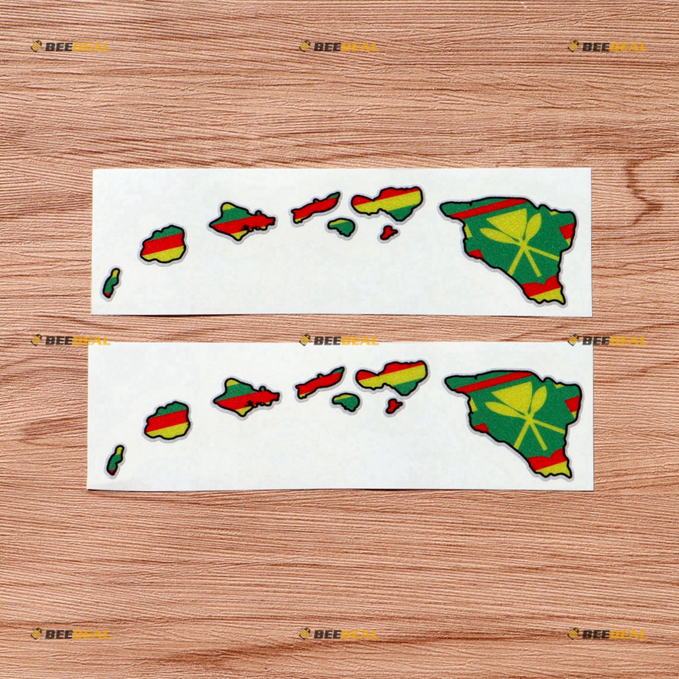 (2) 4" Reflective Hawaii Kanaka Maoli Flag Hawaiian Map Decal Stiker ...