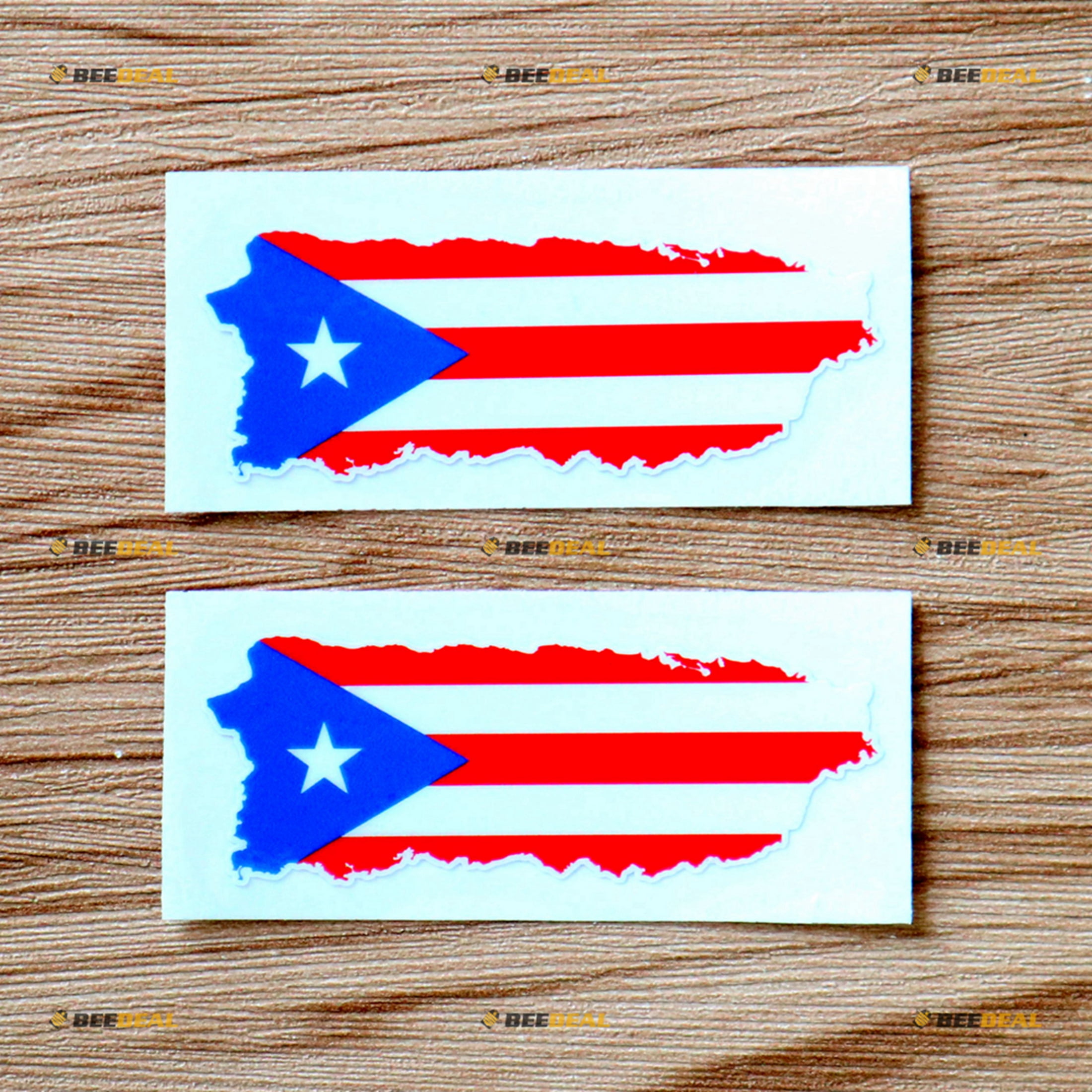 (2) 4" Reflective Puerto Rico Map Flag Decal Sticker PR Outline Car ...