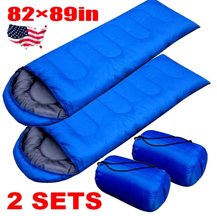 2× 4 Season Outdoor Camping Envelope Sleeping Bag Waterproof Warm Adult ...