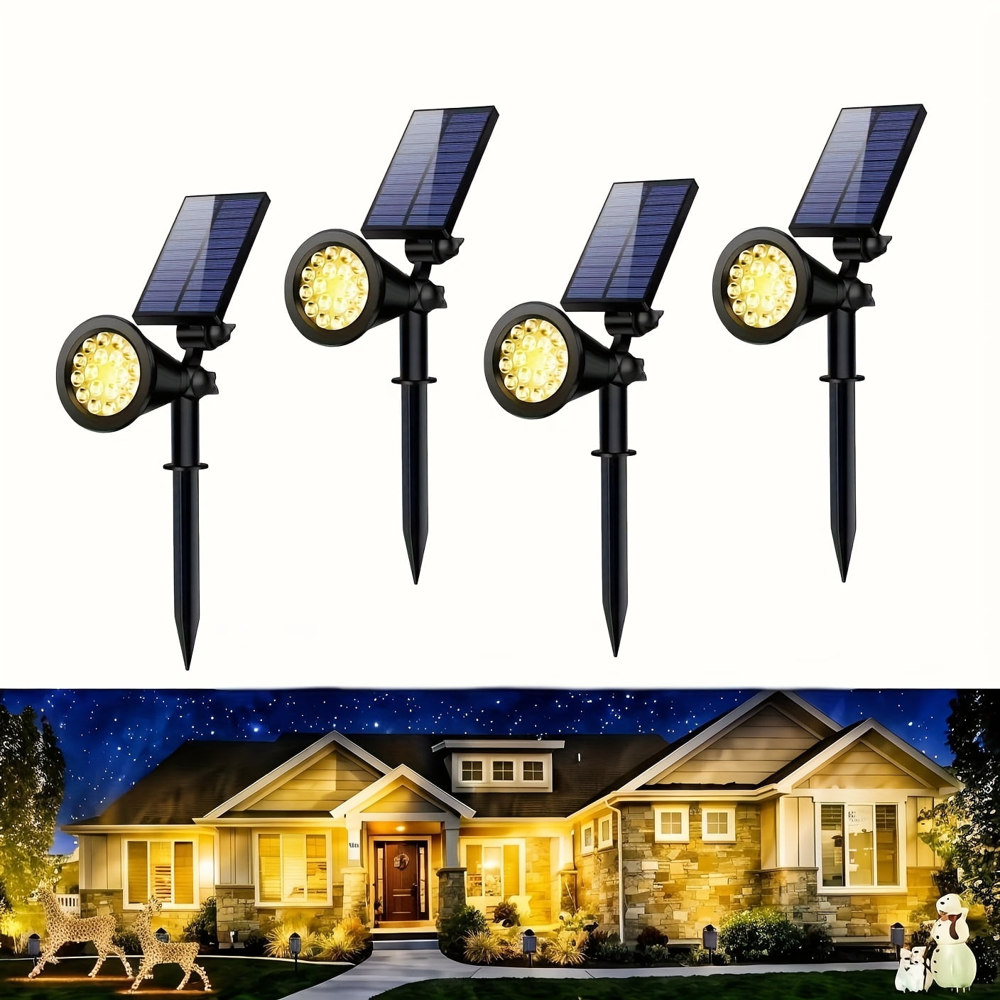 2/4 Sets Solar Landscape Lights - 18 LED Outdoor Spotlights, 3 - Speed ...