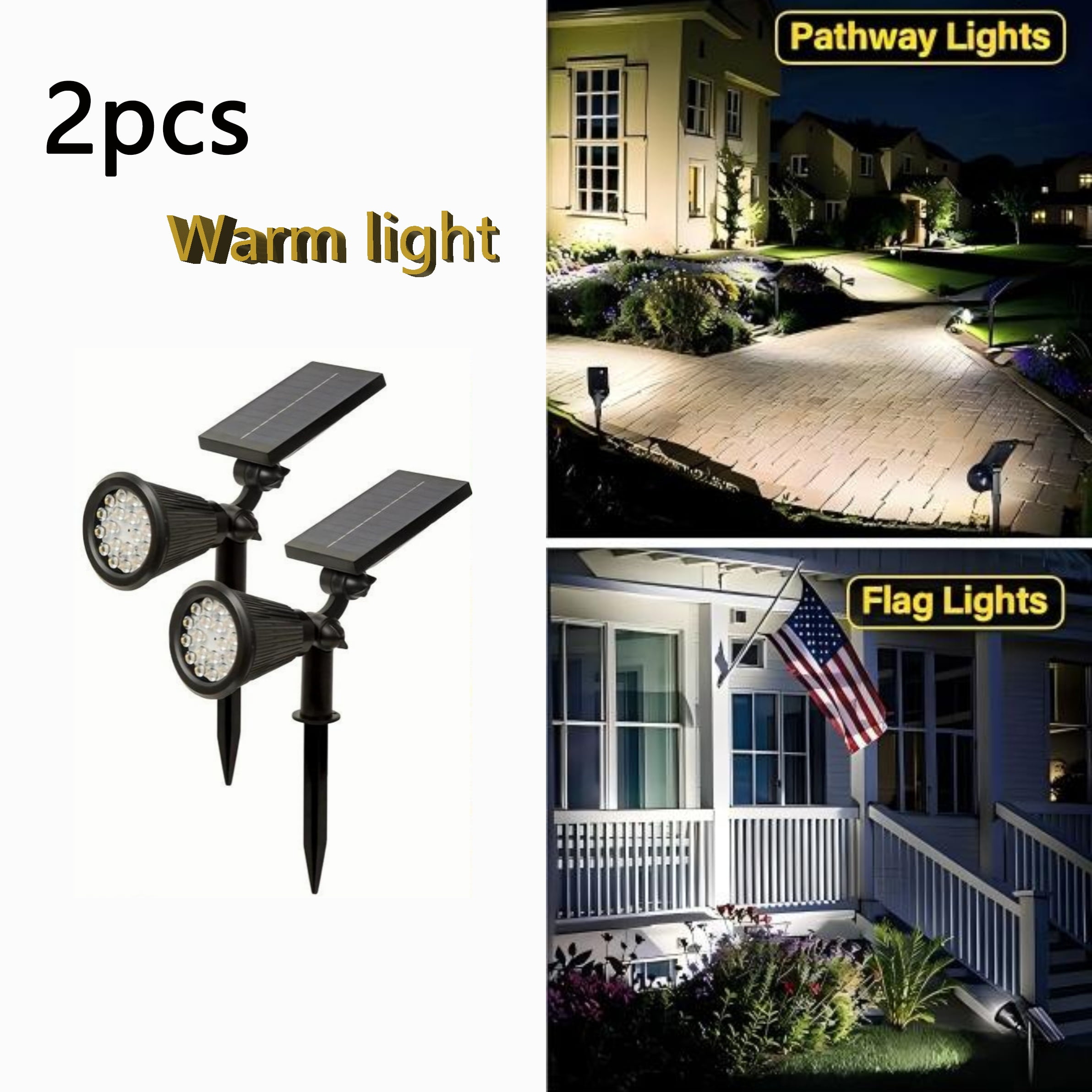 2/4 Sets Solar Landscape Lights - 18 LED Outdoor Spotlights, 3 - Speed ...