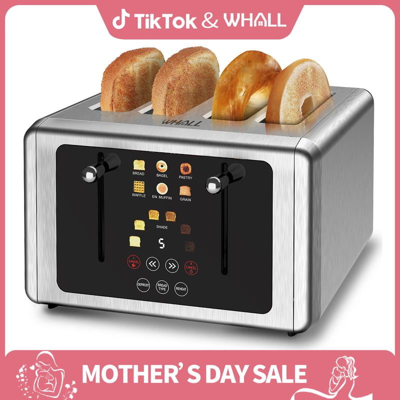 2&4 Slice Toaster with Stainless Steel Digital Timer Toaster with Sound ...
