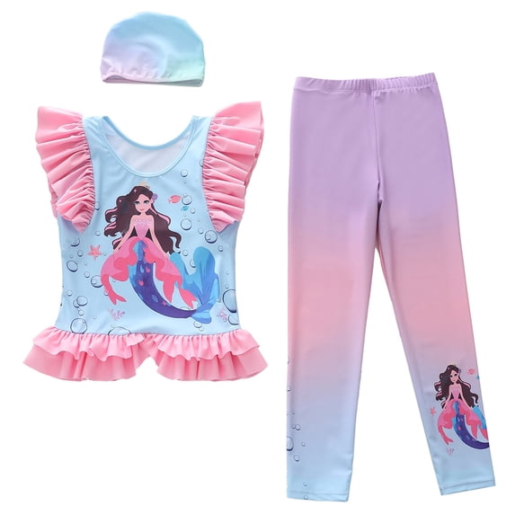 2-4 T Girl Swimsuits Girls Two Piece Long Pants Swimsuit Layered ...