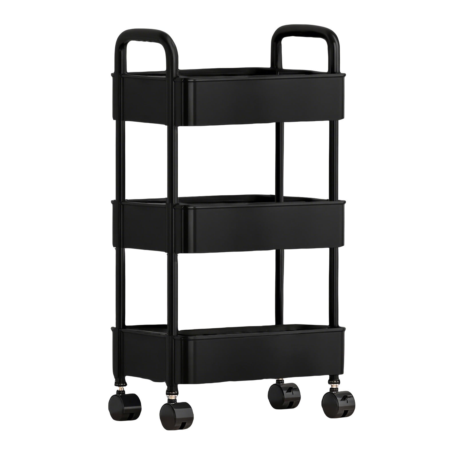 2-4 Tier Plastic Rolling Utility Cart with Handle, Multi-Functional ...