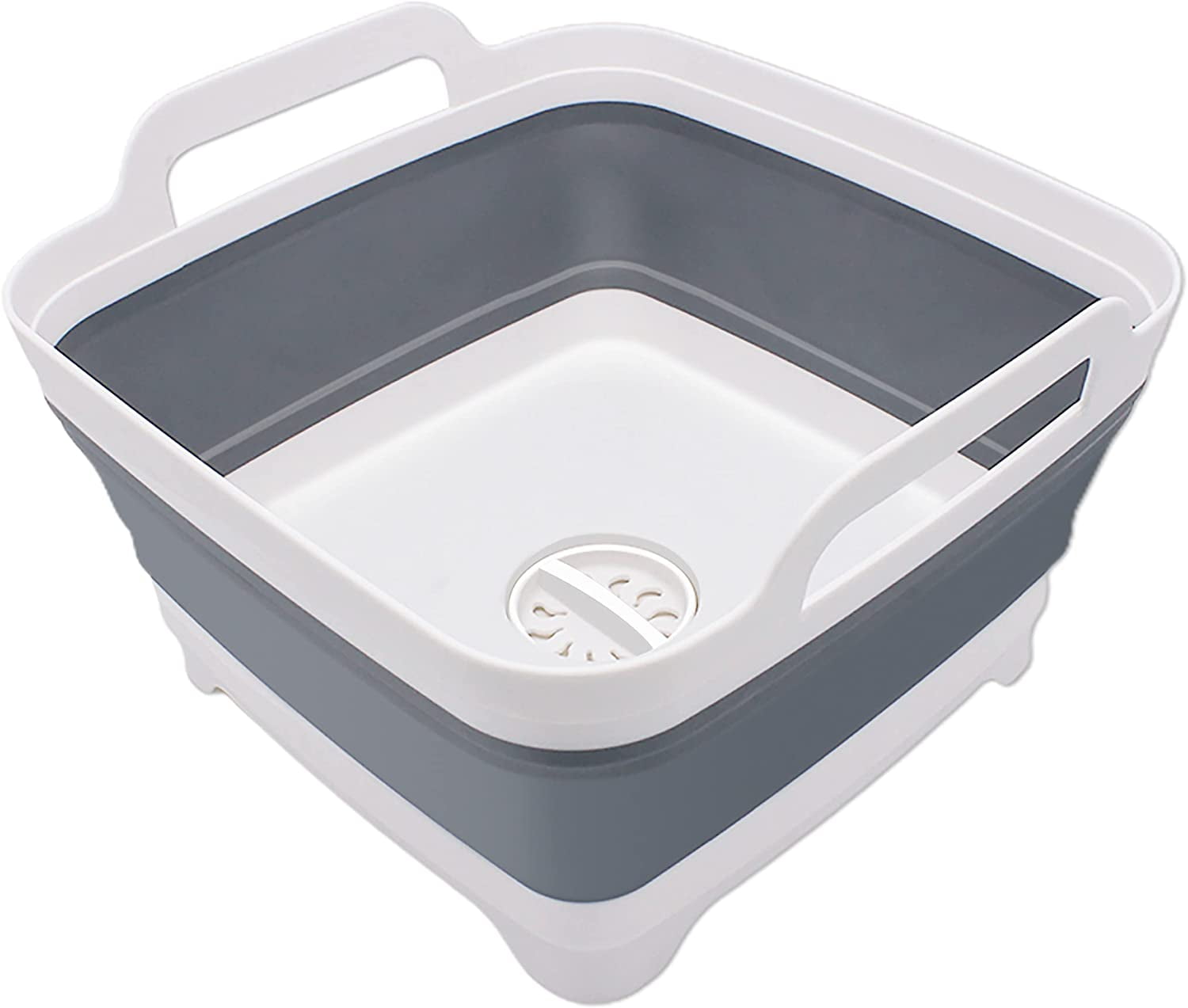 2.4 gallon (9L) foldable tray with drain plug, space saving outdoor ...