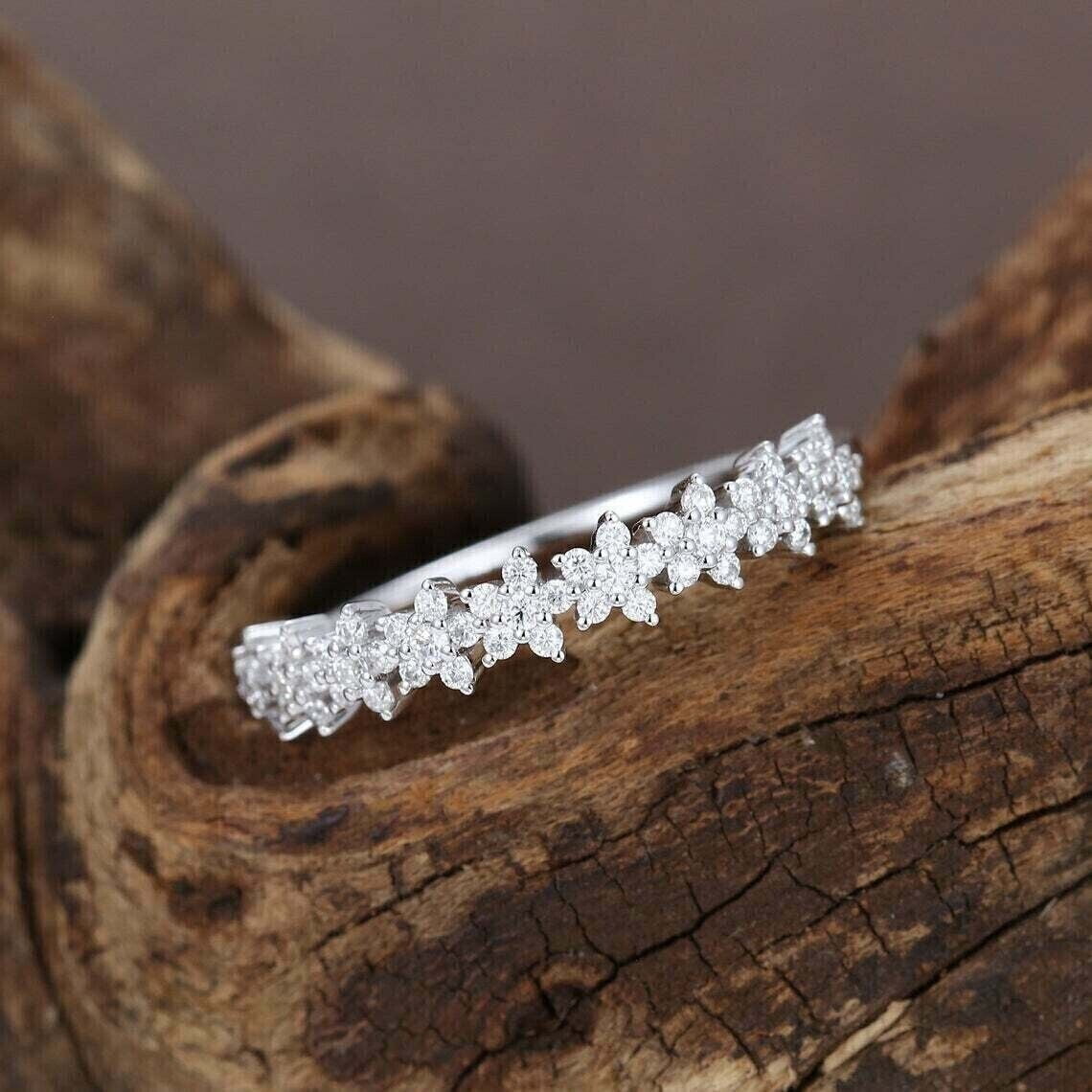 2.40Ct Round Cut Lab Created Diamond Women Engagement's Band Ring 14K ...