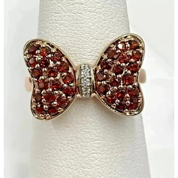 2.40Ct Round Cut Simulated Red Ruby Women's Bow Wedding Gift Ring 14K ...