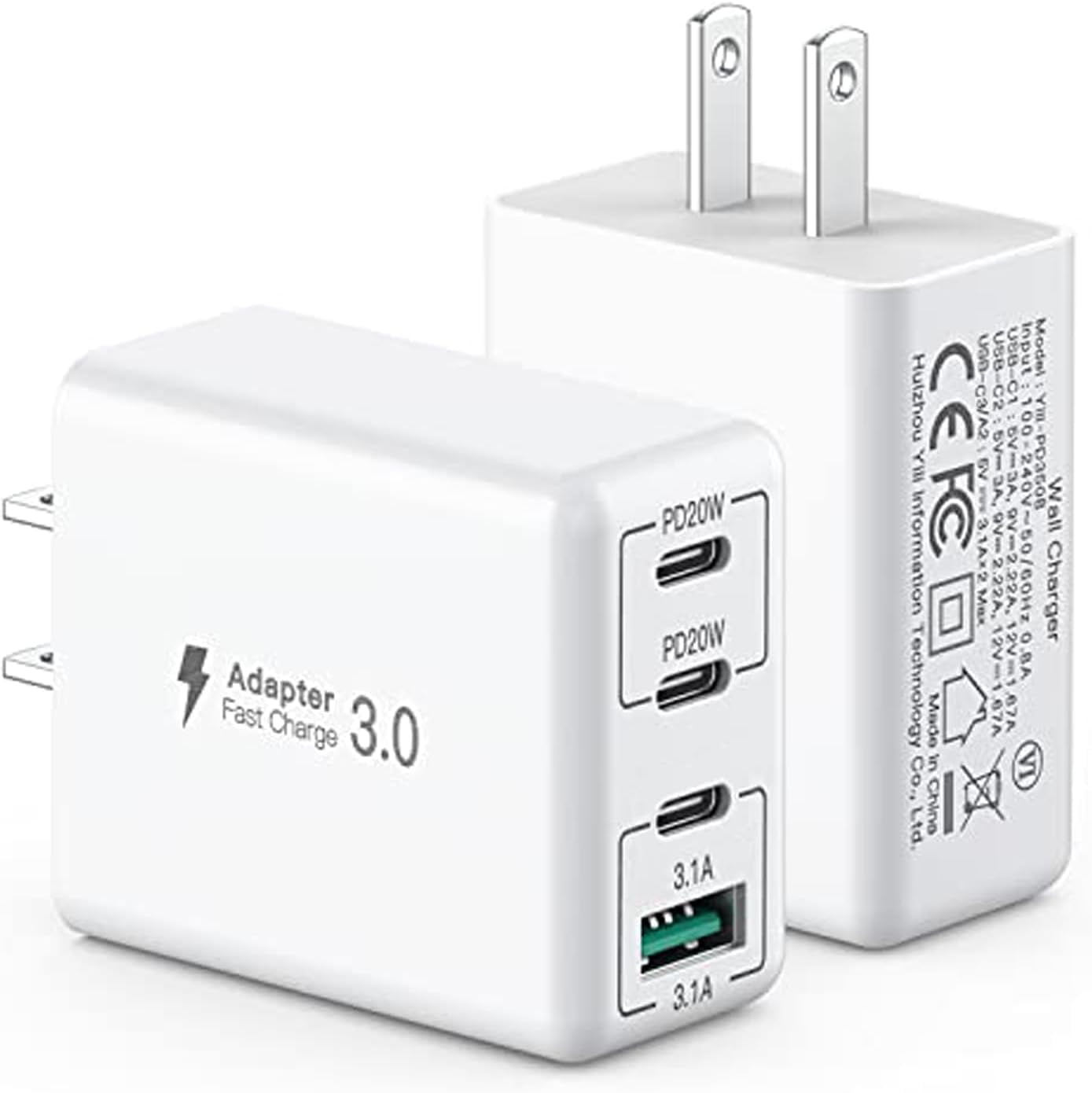 [2 ] 40W C , 4-Port C Block Block PD+QC Wall Plug Type C Plug ...