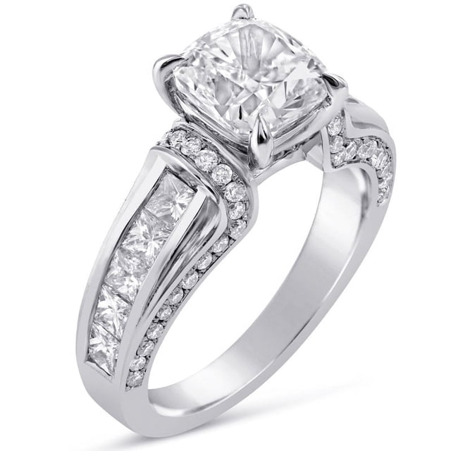 2.40ct Four Prong Cushion Cut Wrap Around Channel Set Diamond ...