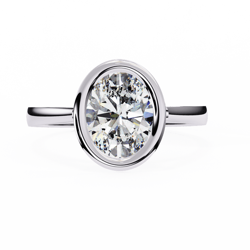 2.42CT Oval Cut IGI Certified Lab Created Diamond Bezel Set Engagement Ring, Single Stone With ...