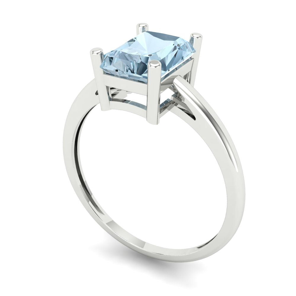 2.43ct Princess Cut Blue Natural Sky Blue Topaz 14k Pink Rose Gold ...