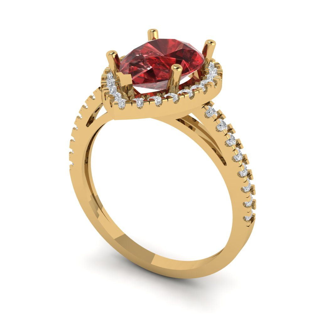 2.43ct Princess Cut Red Ruby 18k Pink Rose Gold Engraving Statement ...