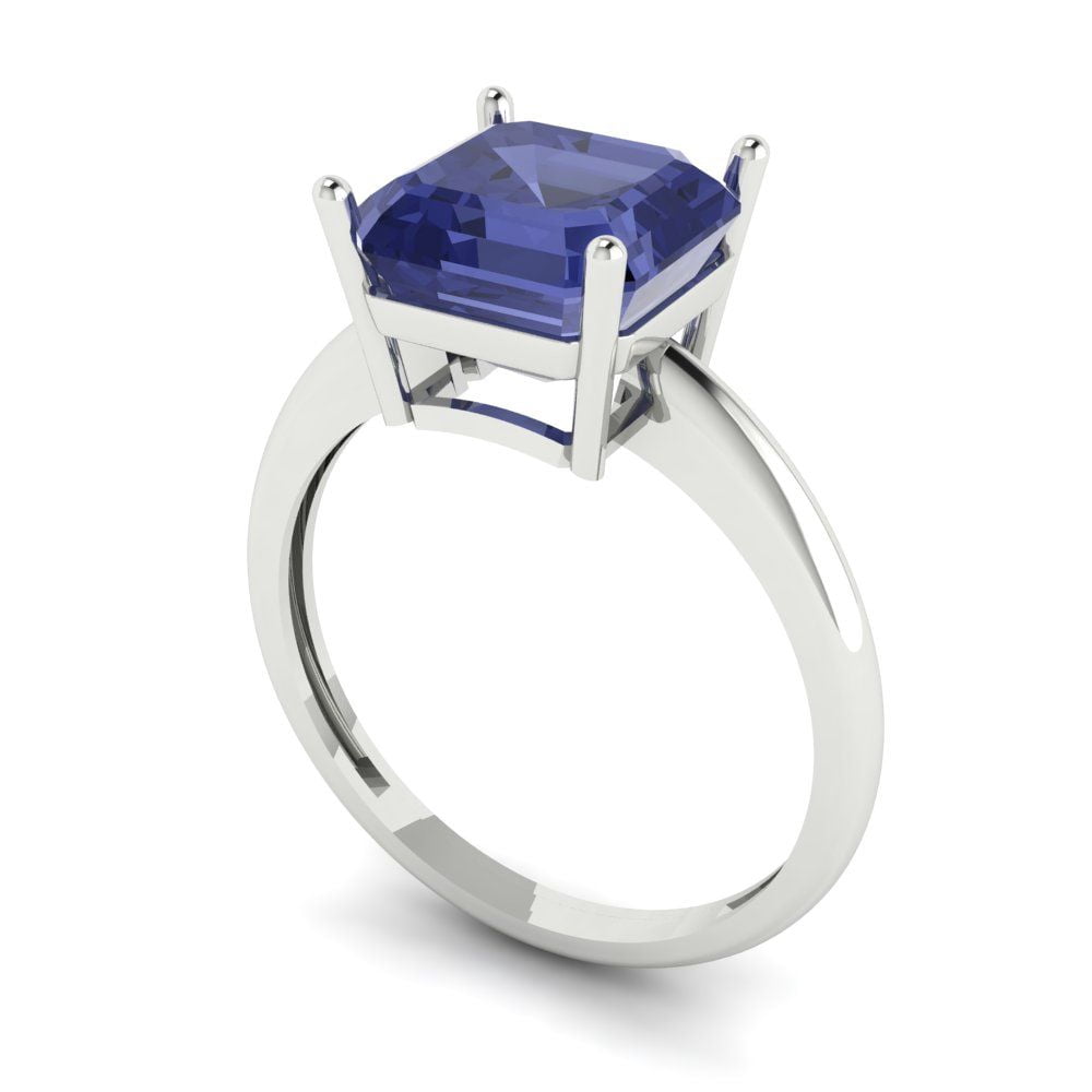 2.44ct Princess Cut Pink Crystal 18k White Gold Engraving Statement ...