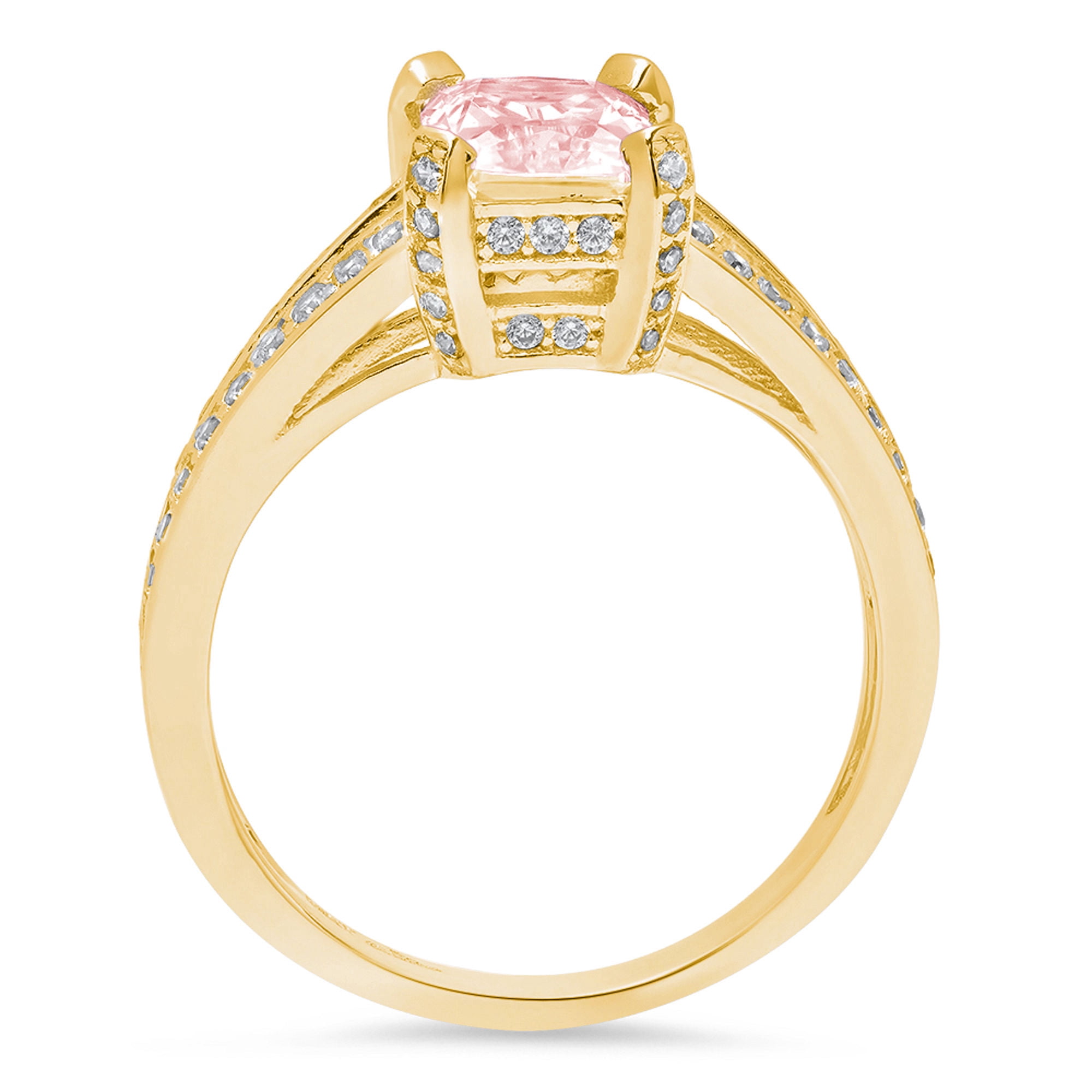 2.45 ct Emerald Cut Simulated Pink Diamond Solitaire with Accents ...