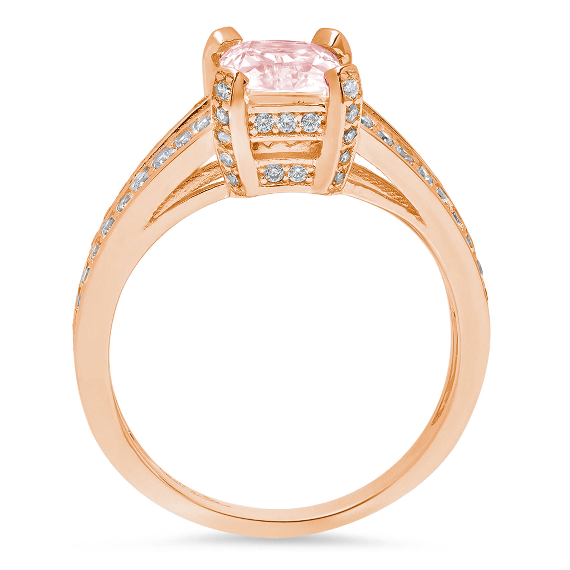 2.45 ct Emerald Cut Simulated Pink Diamond Solitaire with Accents ...