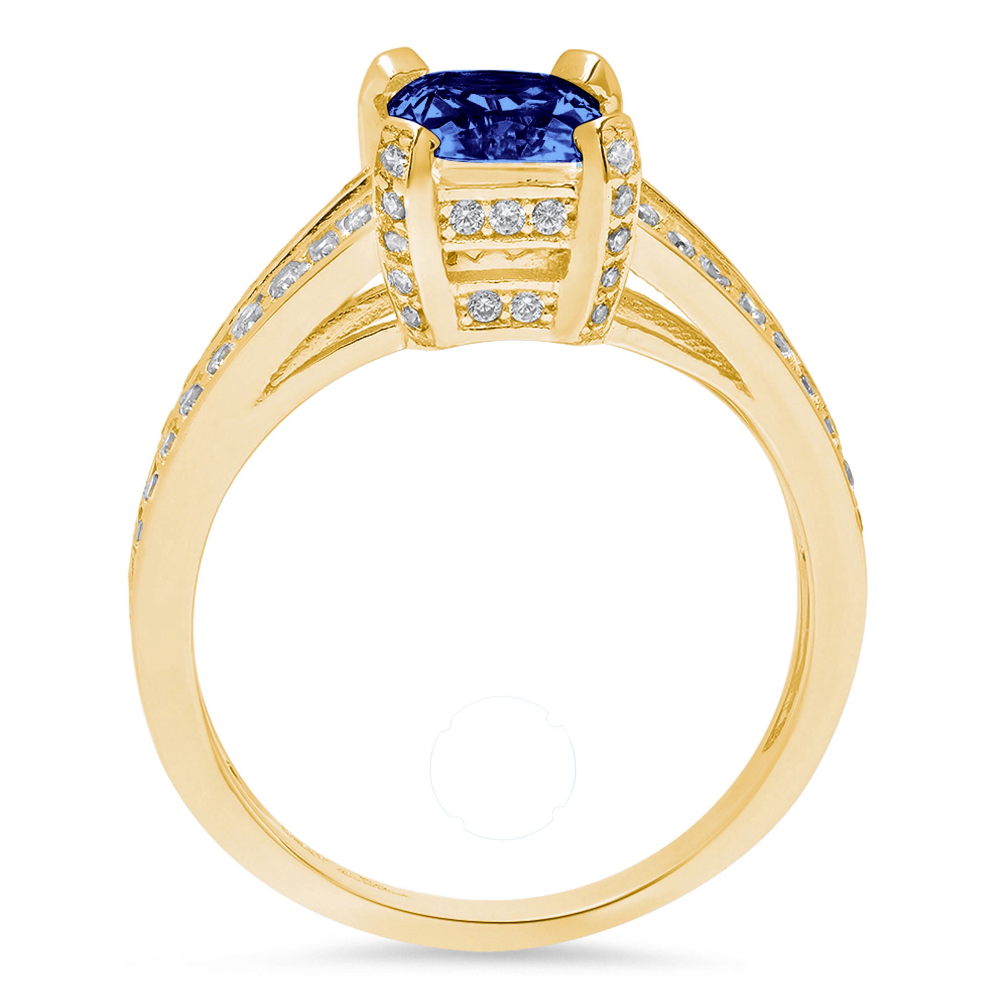 2.45 ct Emerald Cut Simulated Tanzanite Solitaire with Accents ...