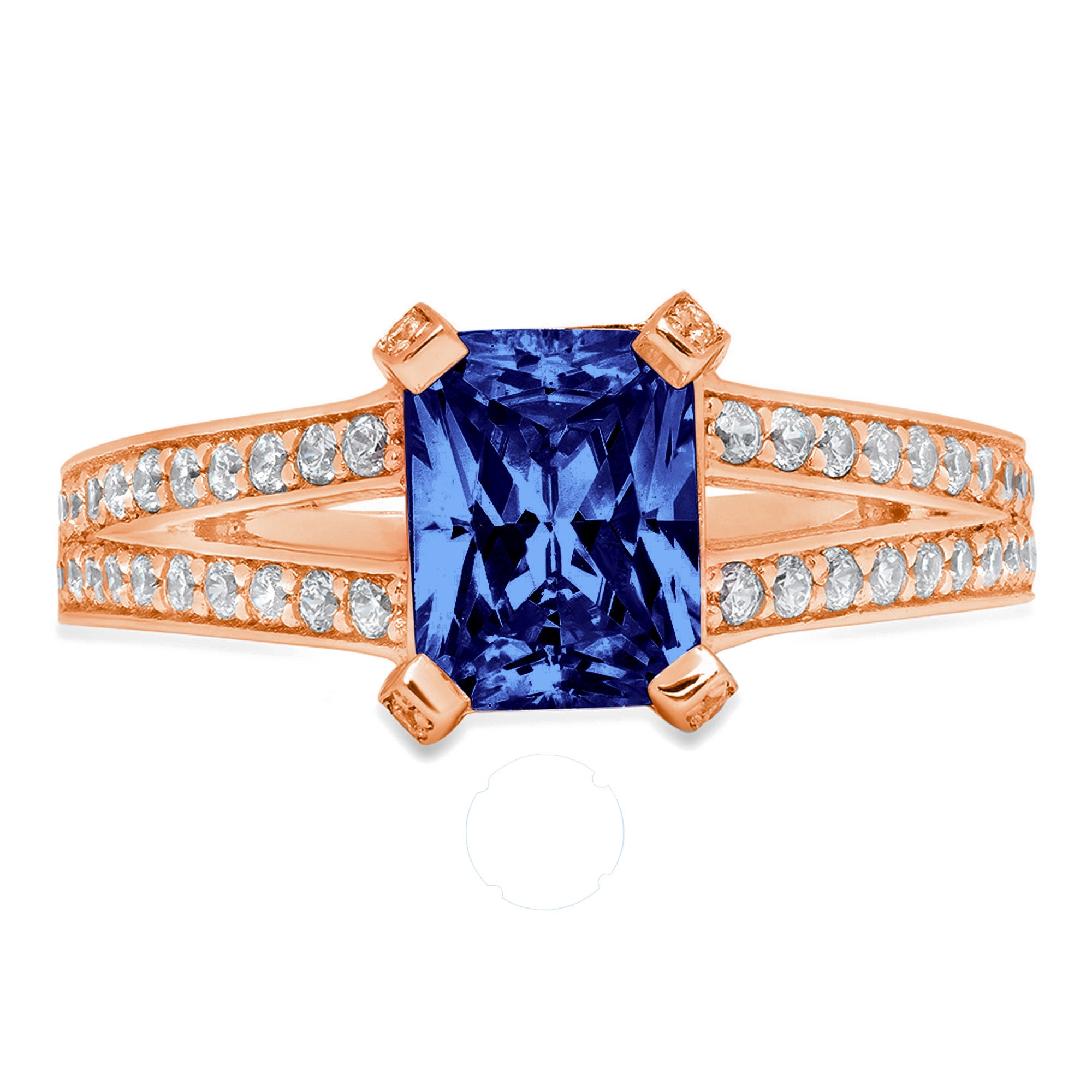 2.45 ct Emerald Cut Simulated Tanzanite Solitaire with Simulated ...