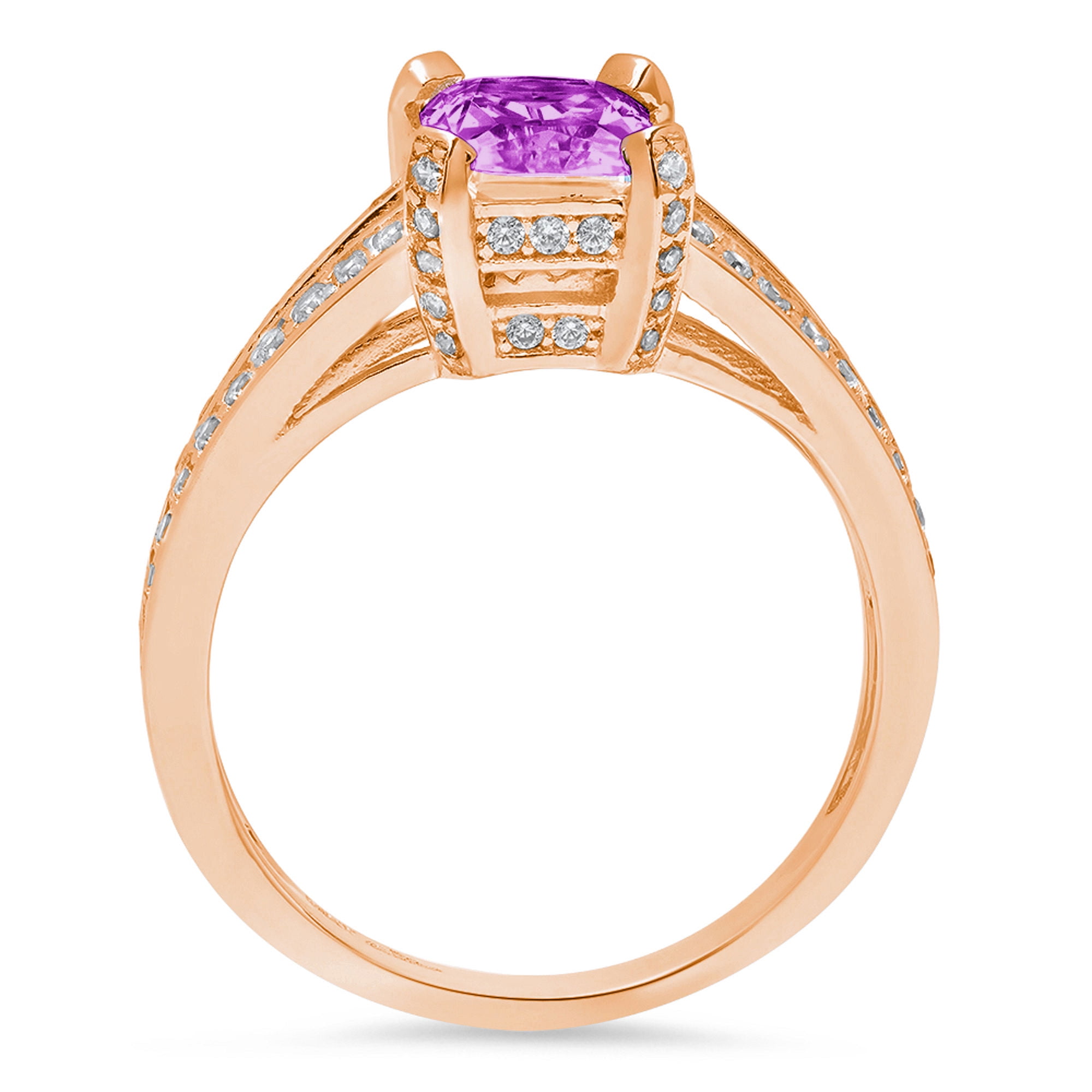 2.45 ct Emerald Cut Simulated Alexandrite Solitaire with Accents ...