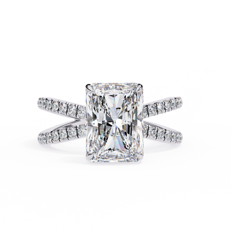 2.47 CT Radiant Cut Lab Grown Diamond Wedding Ring, Split Shank ...