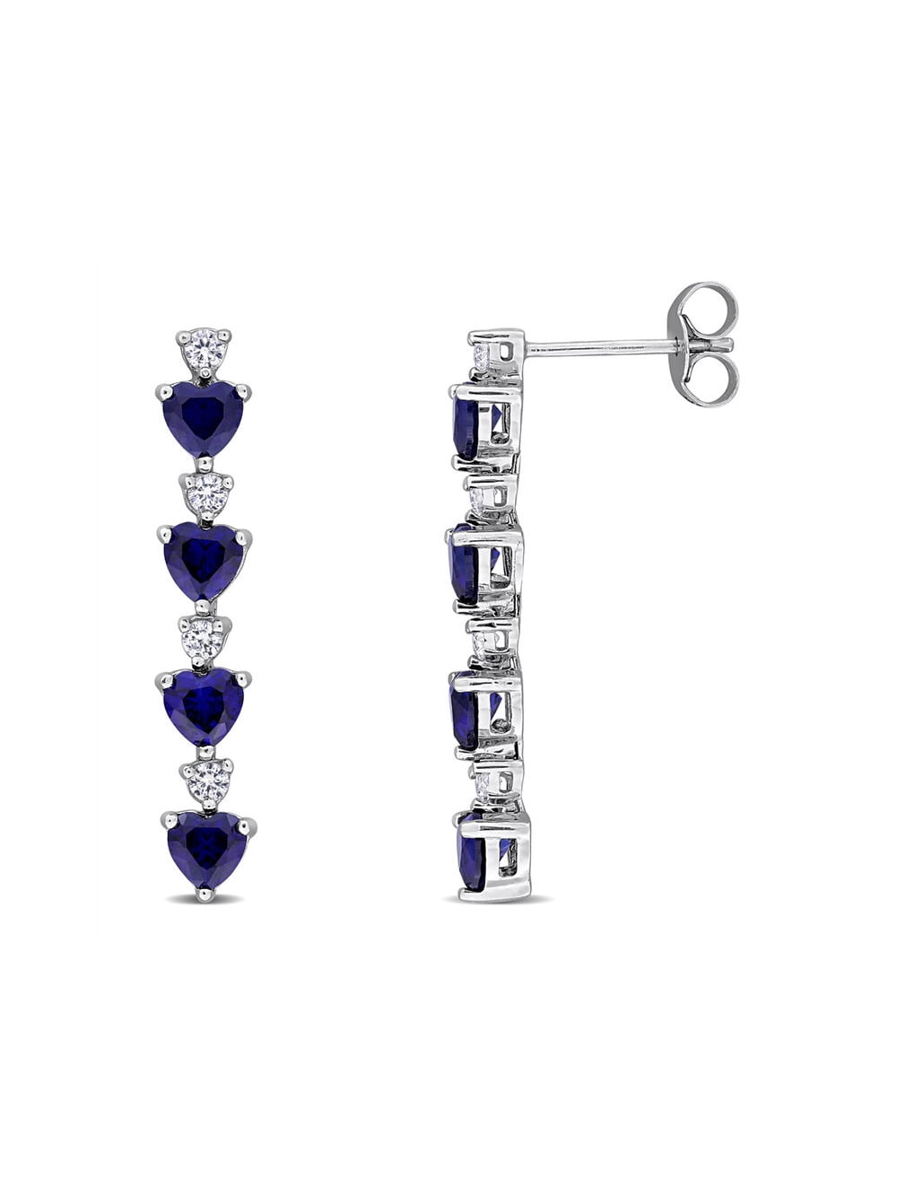 2.48 Carat (Ctw) Lab-Created Blue and White Sapphire Dangle Heart ...