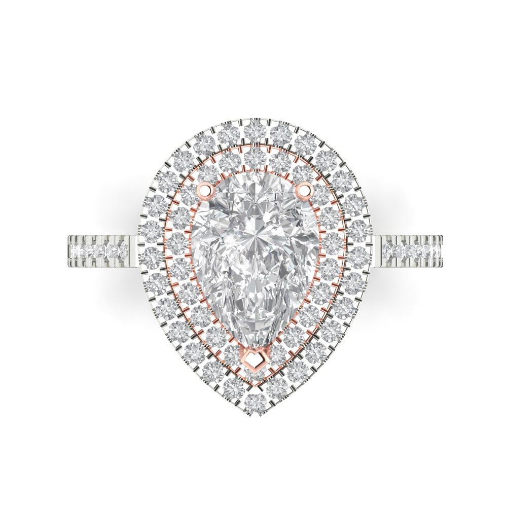 2.48 ctw with Simulated Diamond Halo Accents Anniversary Ring for Women | Pear Cut Moissanite ...