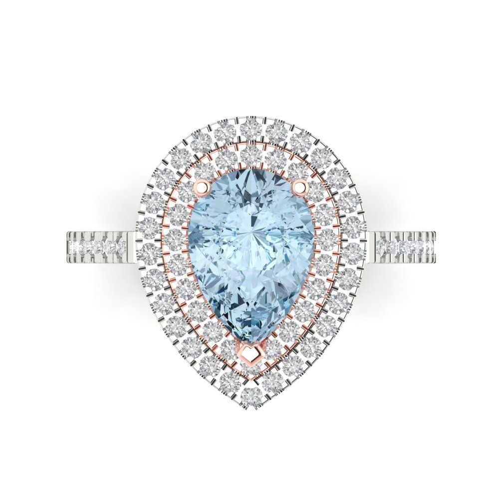 2.48 ct Pear Cut Simulated Blue Diamond with Simulated Diamond Halo ...