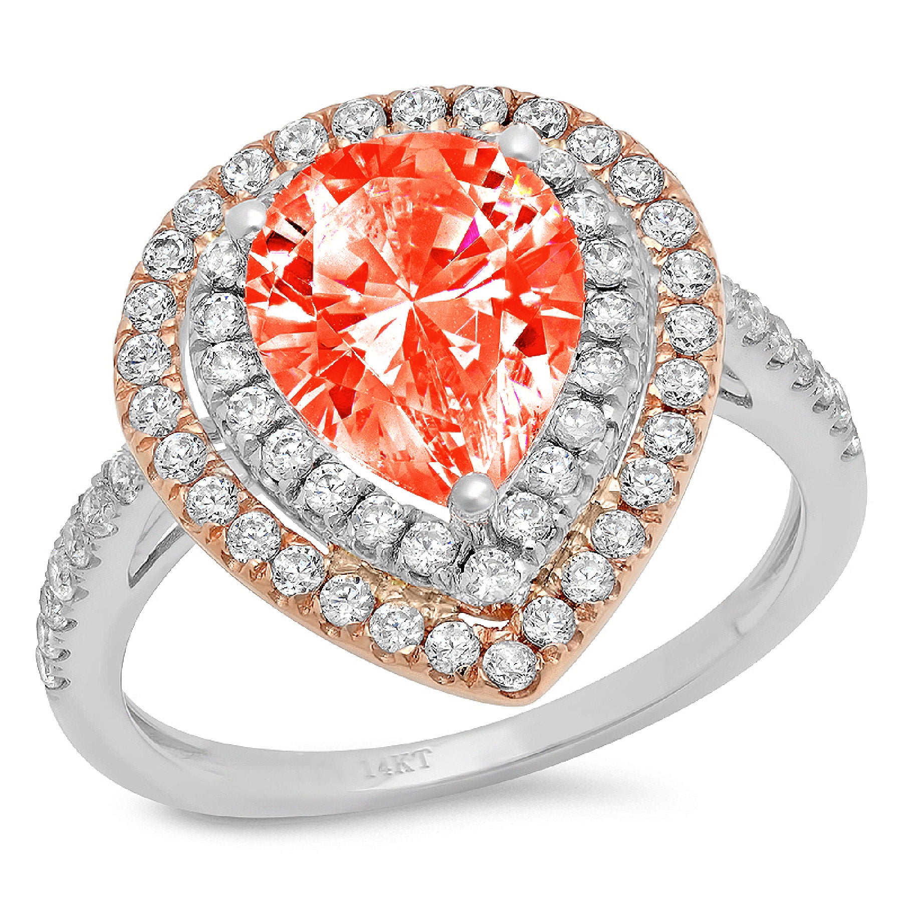 2.48 ct Pear Cut Simulated Red Diamond with Simulated Diamond Halo ...