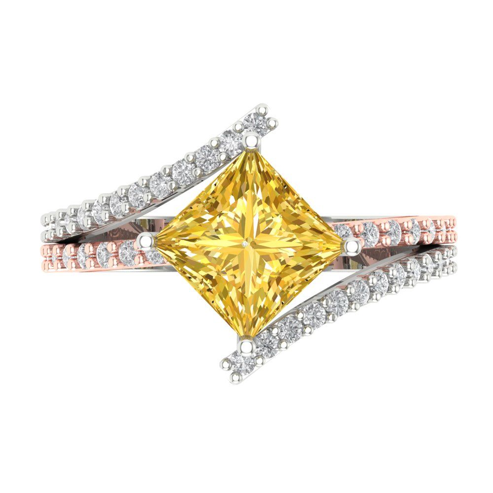 2.3075 ct Princess Cut Simulated Yellow Diamond Solitaire with ...