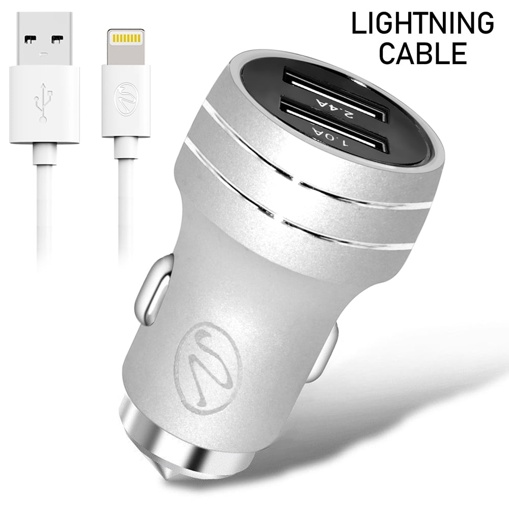 2.4A 2in1 Universal Dual USB Port Travel Car Charger With IPhone USB ...