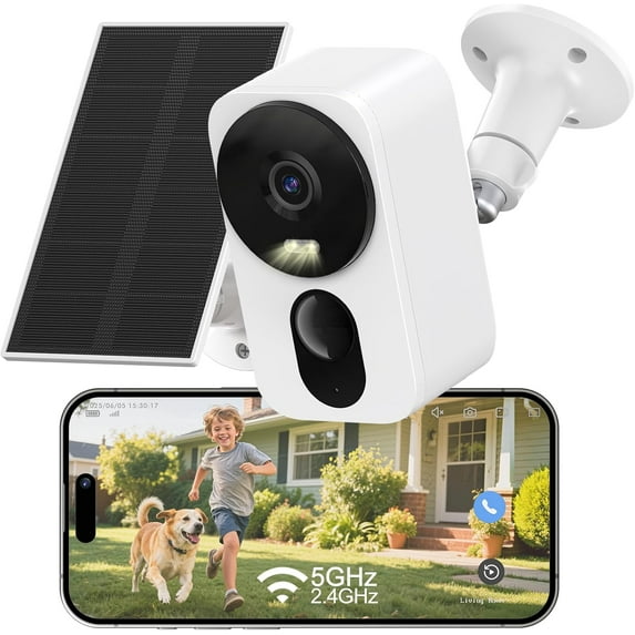 2.4G/5G WiFi 6 Wireless Outdoor/Indoor Security Camera, Solar Powered 2 ...
