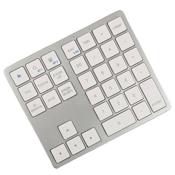 2.4G Bluetooth-Compatible Numeric Keypad USB Rechargeable 35 Keys (Silver White) - Walmart.com