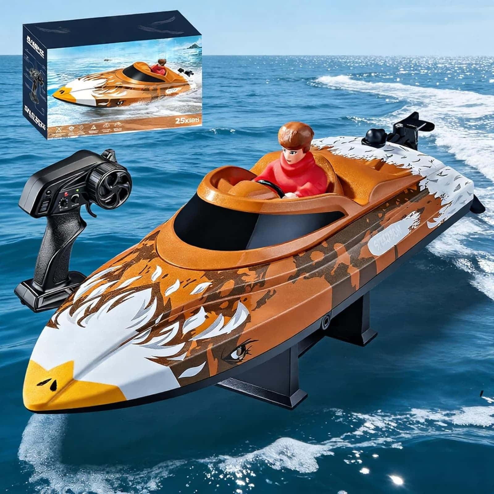 2.4G High-Speed Remote Control Boat – Rechargeable Self-Righting ...
